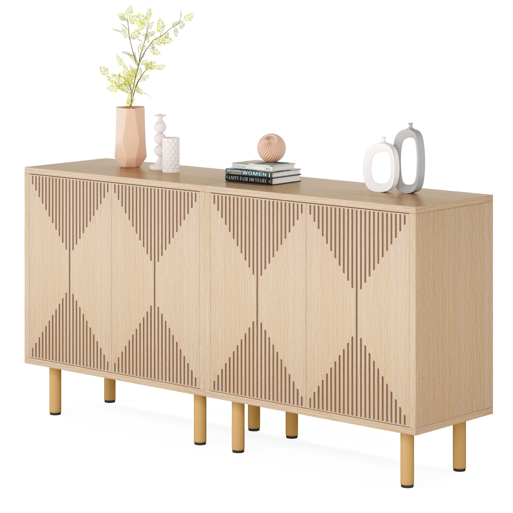 Tribesigns Modern Natural Storage Cabinet, Freestanding Floor Cabinet ...