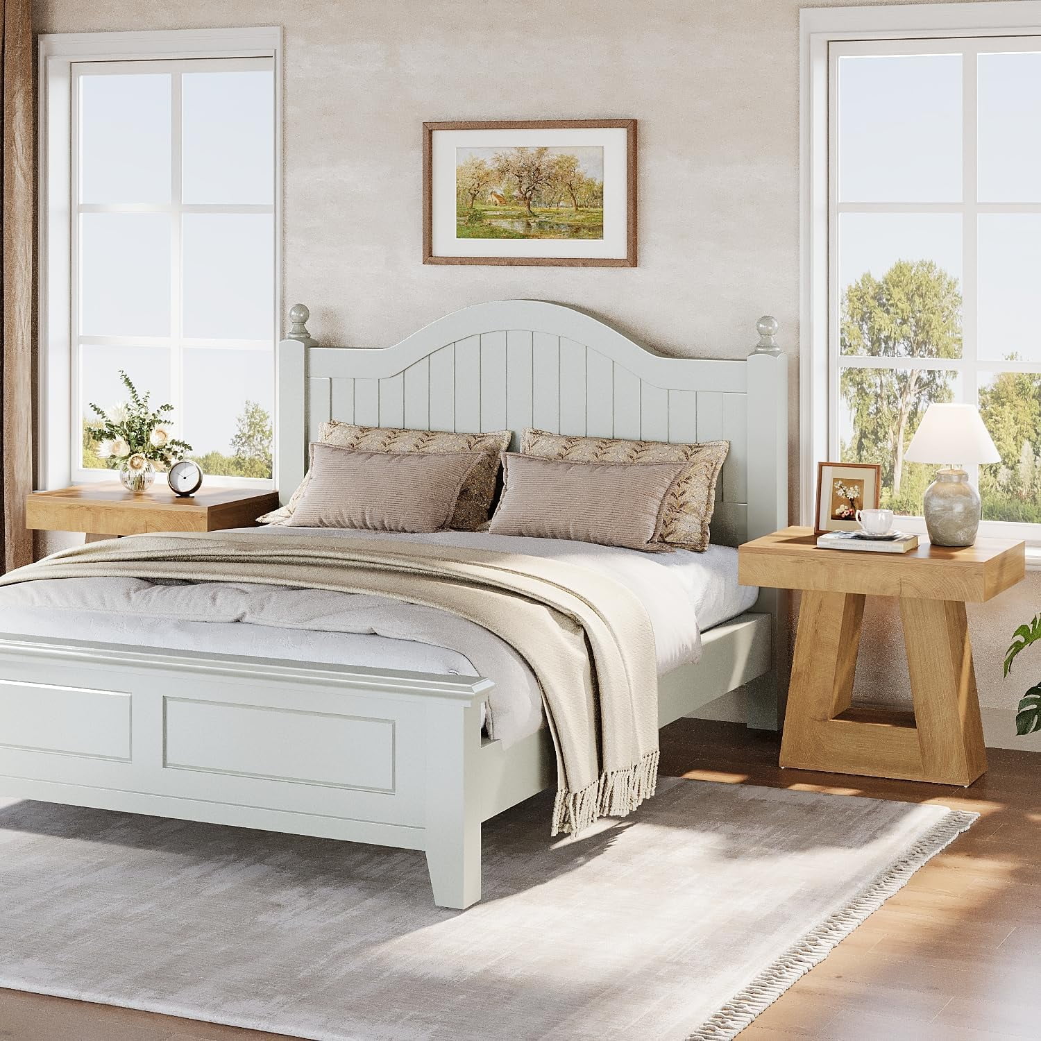 Tribesigns Modern Nightstand, Wooden Bedside Table with 2 Tier Storage ...