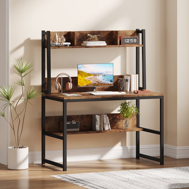 Tribesigns Modern PC Laptop Table Study Writing Desk with Storage Space ...