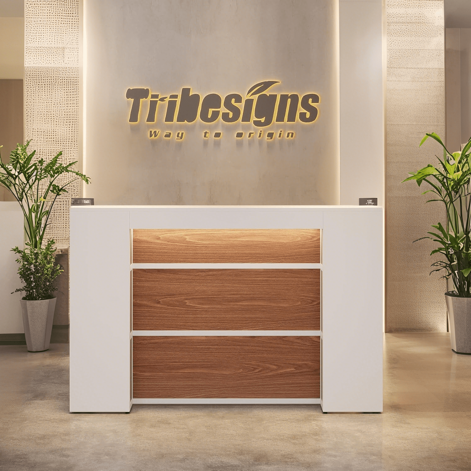 Tribesigns Modern Reception Desk with LED Lights, 63 Inches Front ...