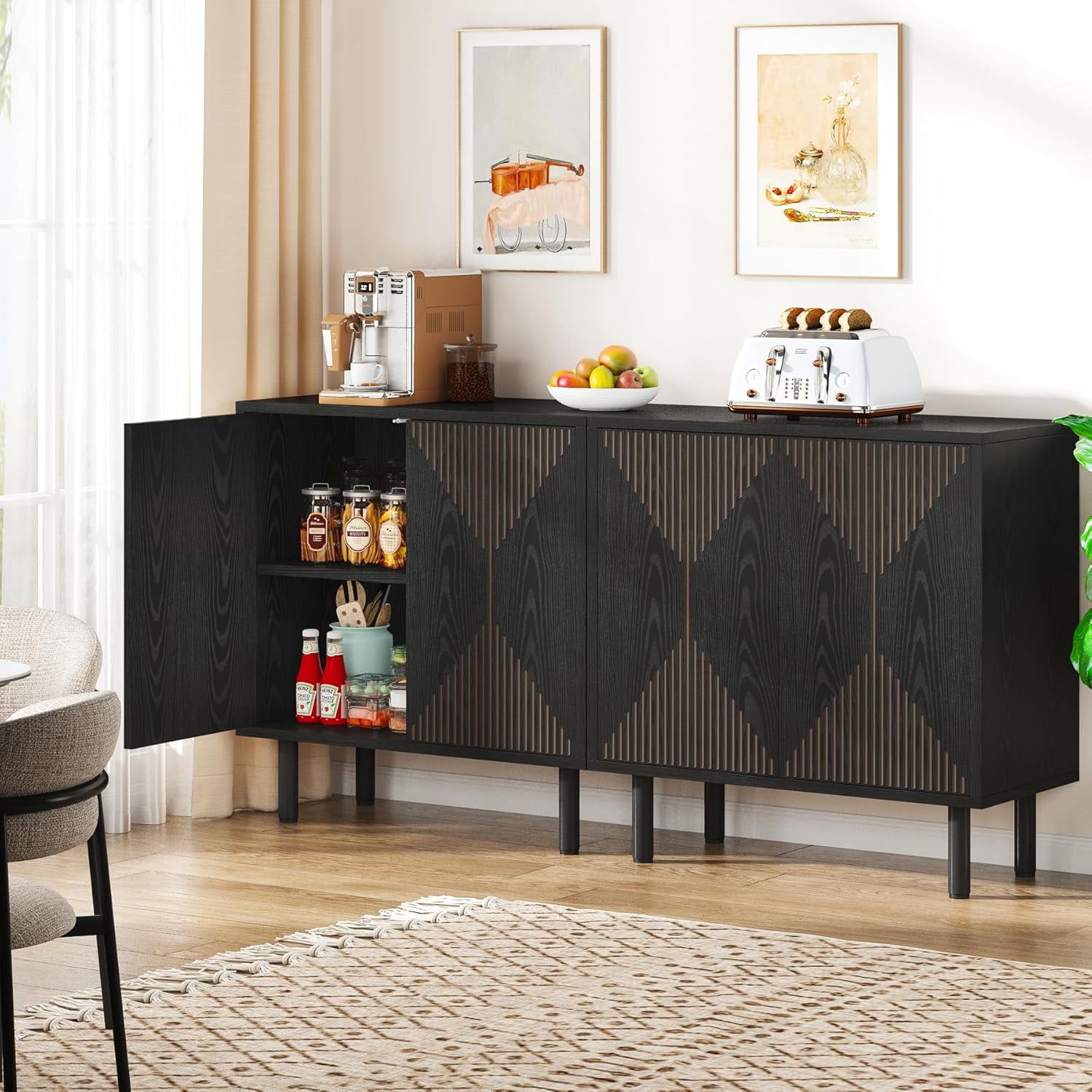 Tribesigns Modern Storage Cabinet Set, Classic 59-Inch Sideboard with ...
