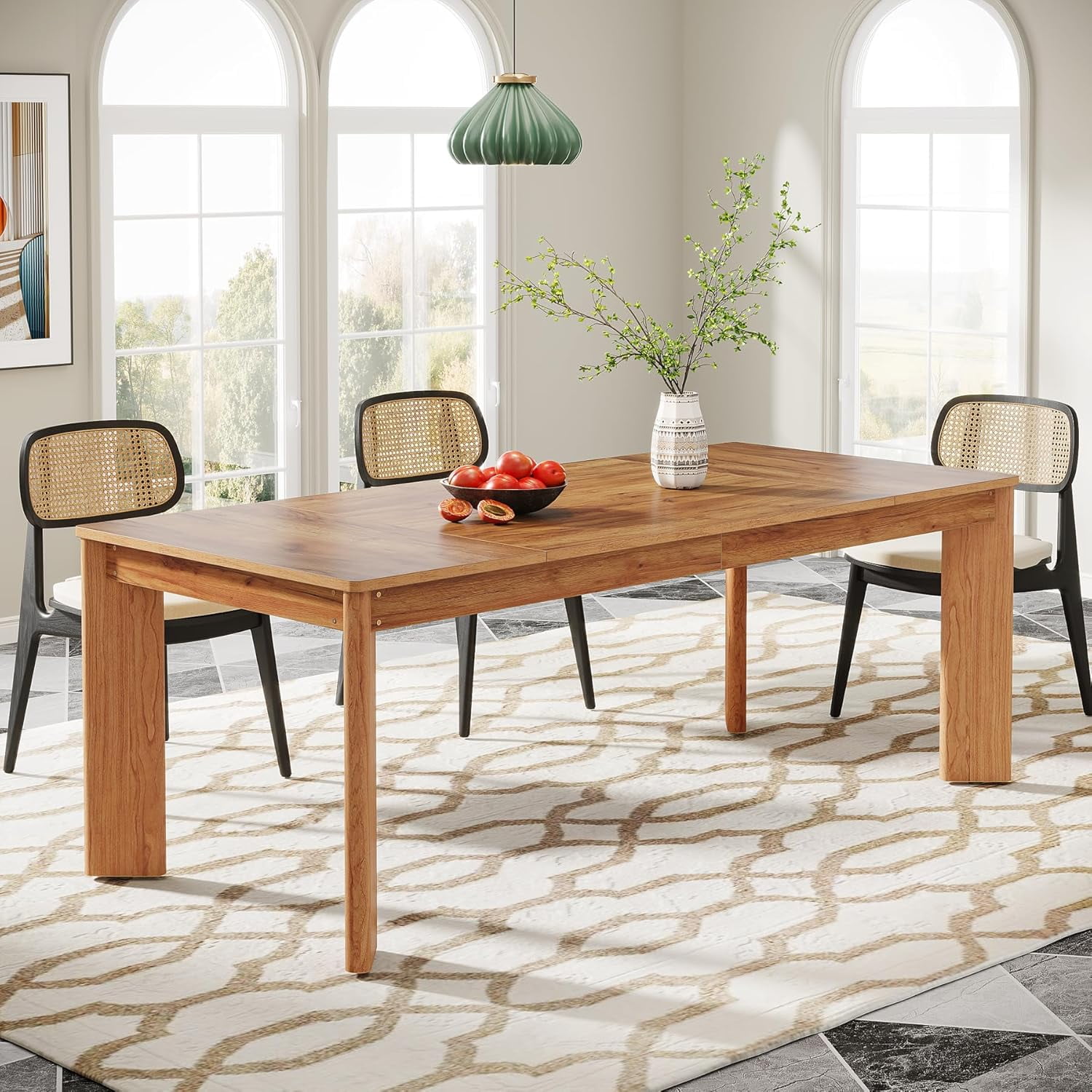 Tribesigns Modern Wood Kitchen Table for 4-6 People, 62" Dinner Dining ...