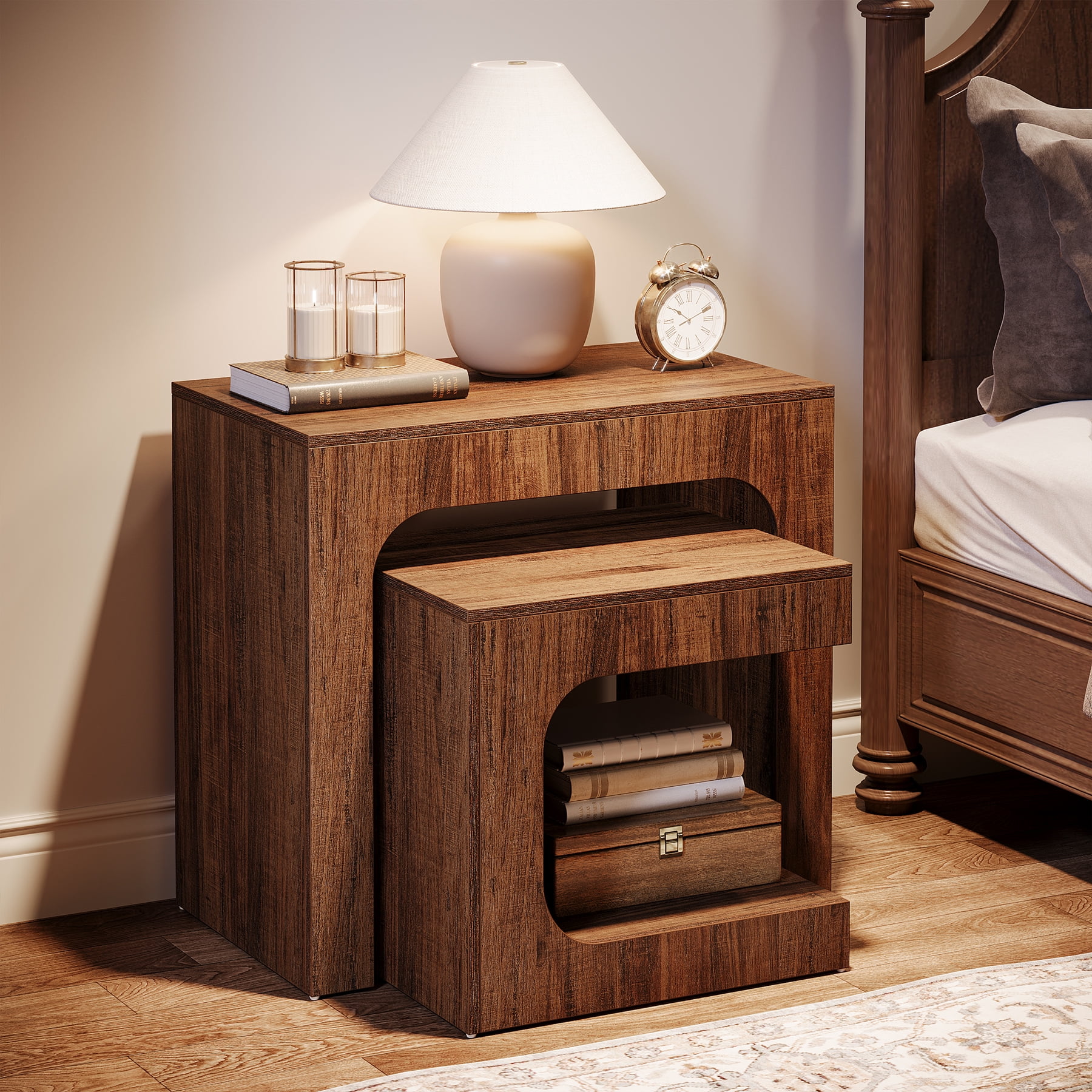 Tribesigns Nesting C-Shaped End Tables, Compact Side Table Pair with ...