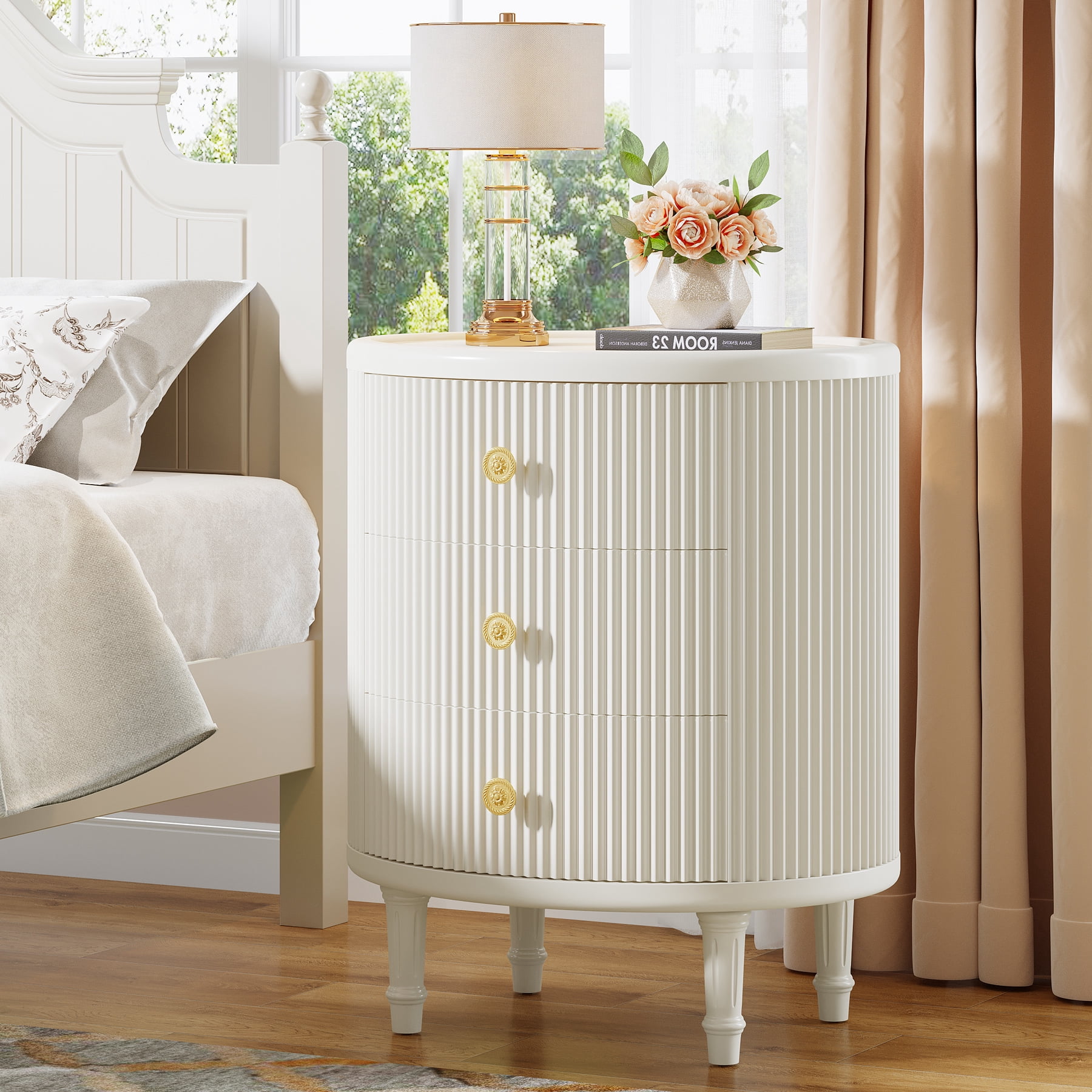 Tribesigns Nightstand with 3 Drawers, Farmhouse Night Stand with ...