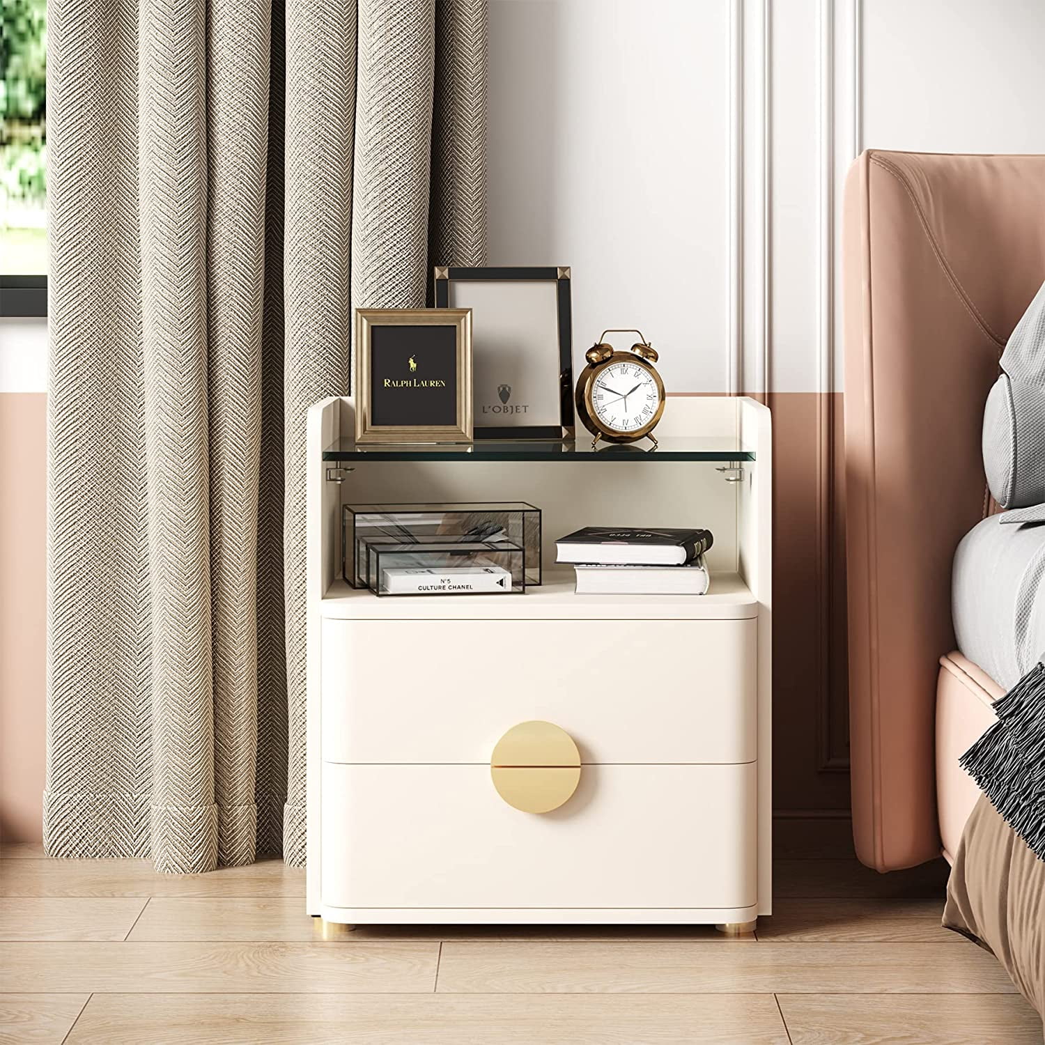 Tribesigns Nightstands, 2-Drawer Modern Night Stand with Open Storage ...
