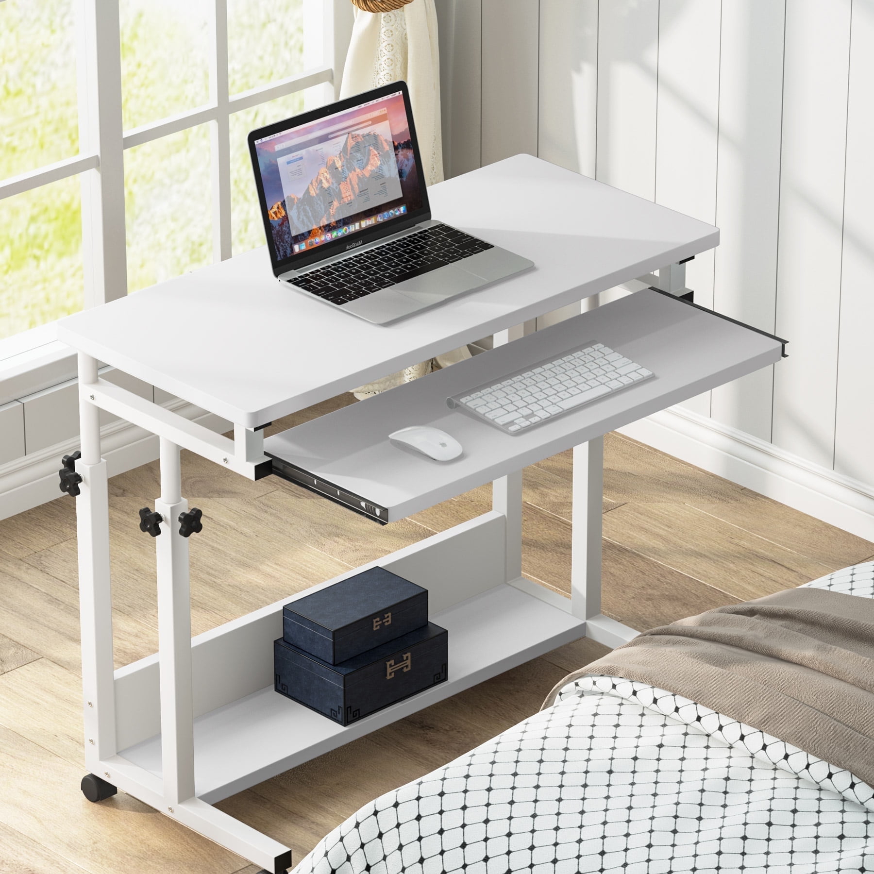 Tribesigns Portable Desk, Height Adjustable Mobile Laptop Table Small ...