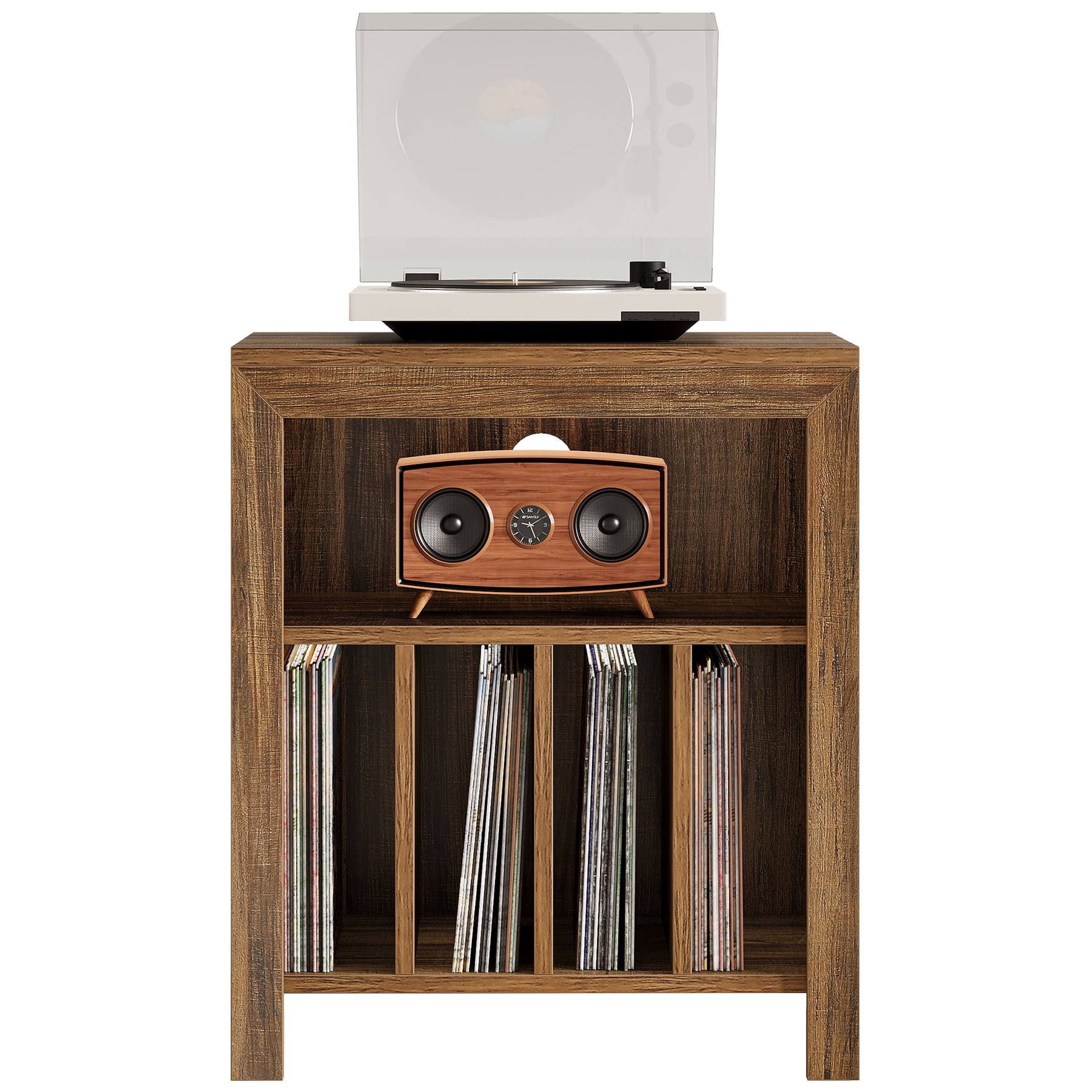 Tribesigns Record Player Stand, Large Wooden Vinyl Record Table Holds ...