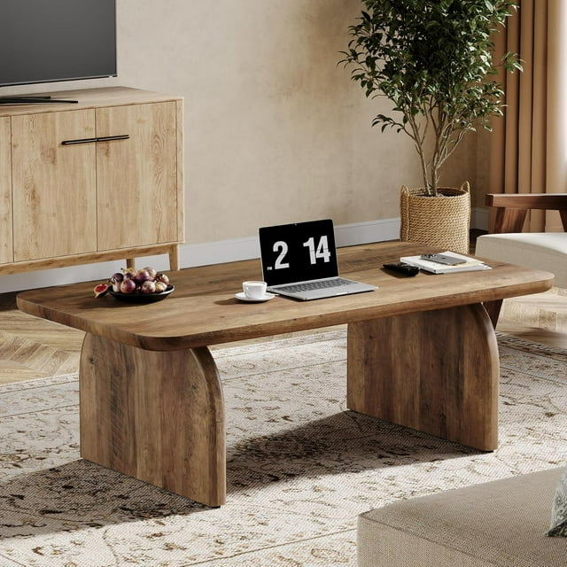 Tribesigns Rectangle Coffee Table, 47-Inch Wood Rectangular Living Room ...