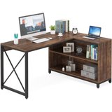 Tribesigns Reversible Industrial L-Shaped Desk with Enclosed Storage ...