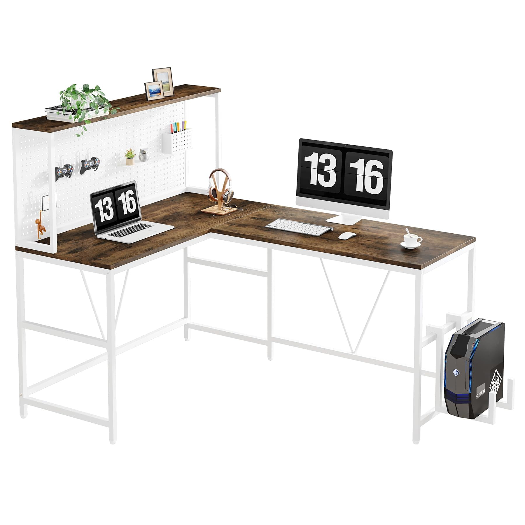 Tribesigns Reversible L Shaped Desk with Hutch,59 inch L Shaped ... Tribesigns Reversible L Shaped Desk with Hutch,59 inch L Shaped ...