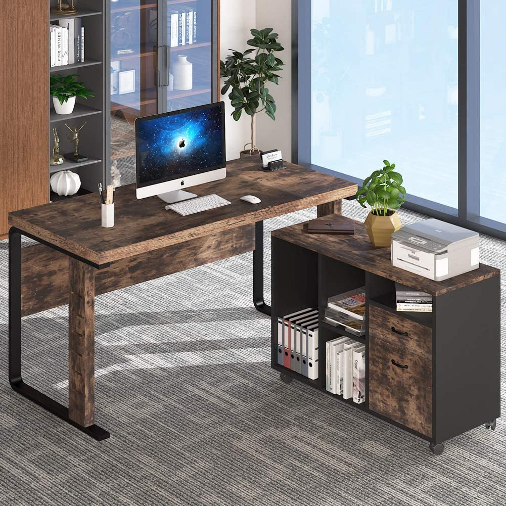 Tribesigns Reversible L-Shaped Office Executive Desk, 55 inch Computer ...