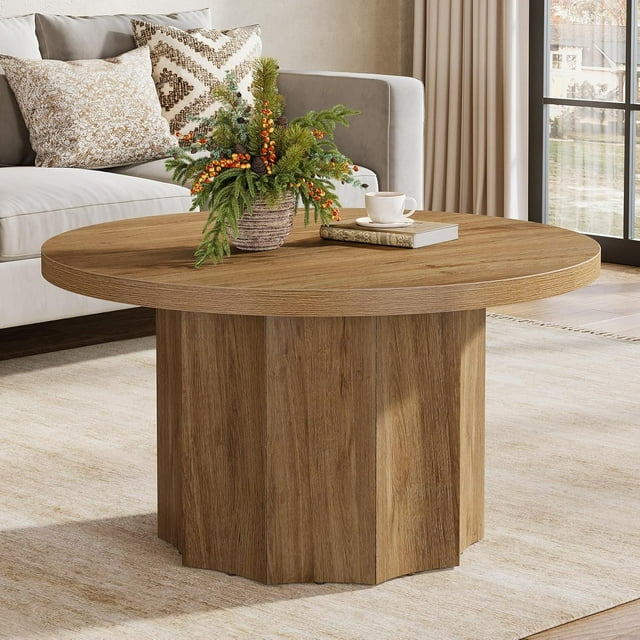 Tribesigns Round Coffee Table, 31.5" Mid Century Modern Center Table ...