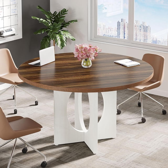 Tribesigns Round Conference Table, 47.24 Inches Small Meeting Table for ...