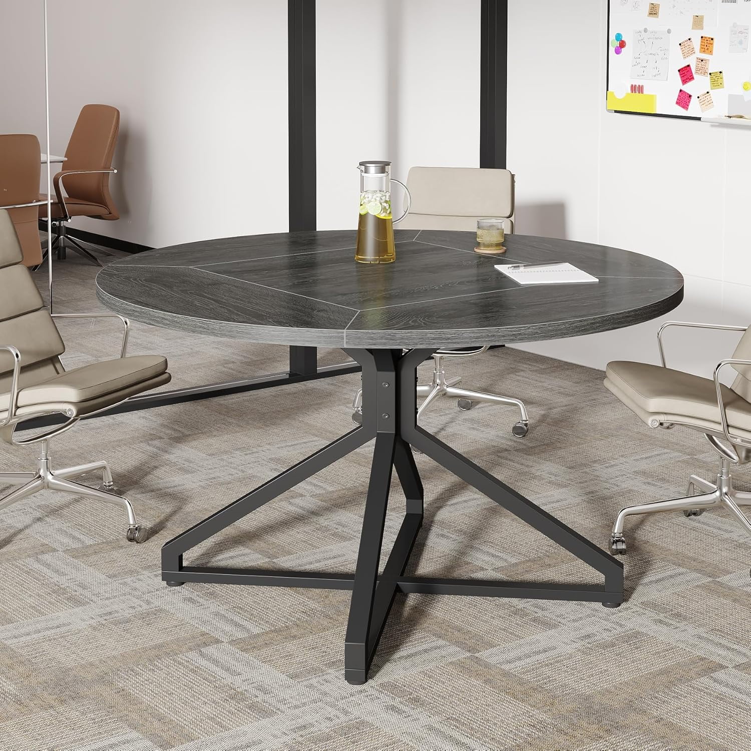 Tribesigns Round Conference Table, 47" Small Meeting Table for 4 People ...