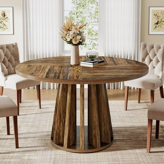 Tribesigns Round Dining Table for 4, 47-Inch Large Circle Kitchen Table ...