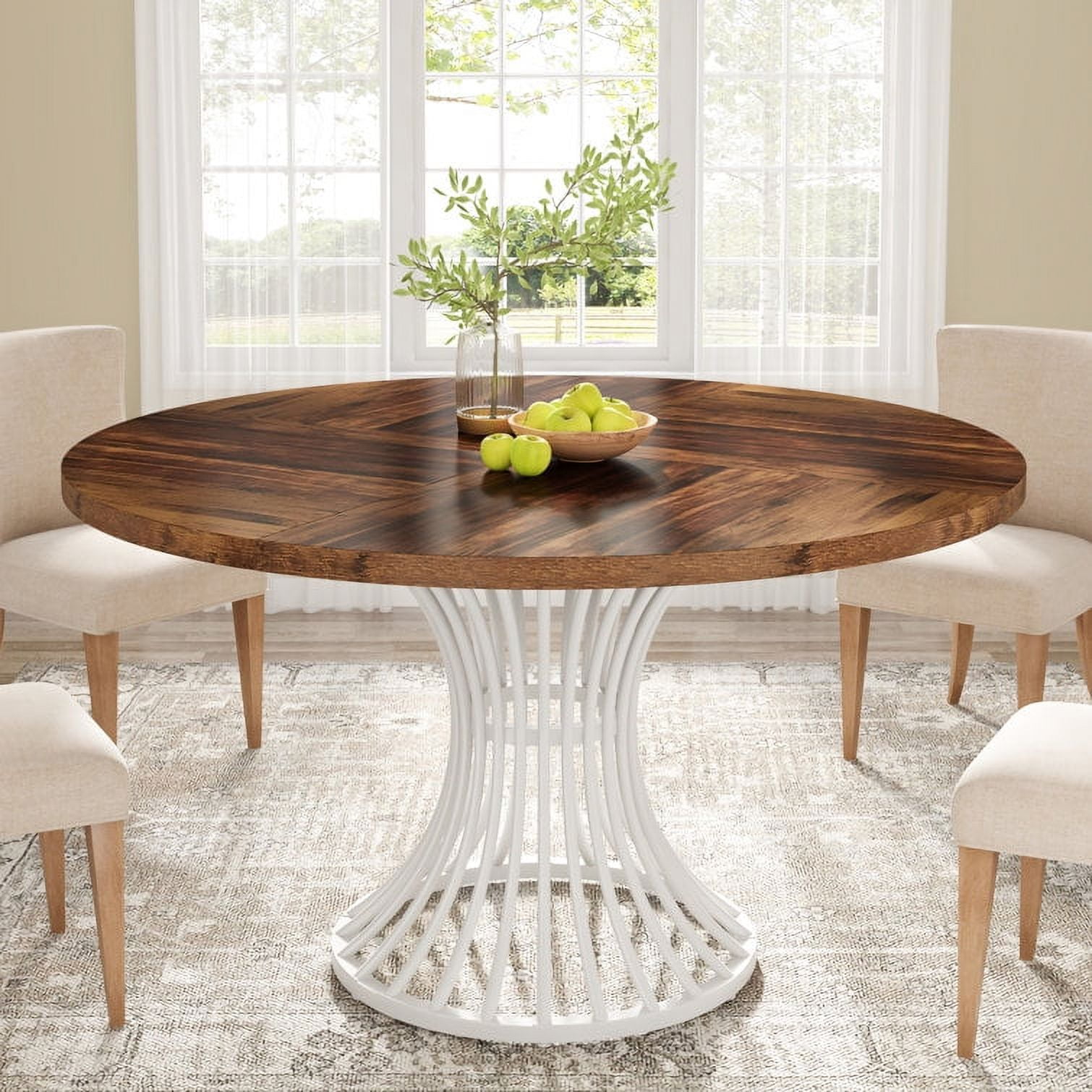 Tribesigns Round Dining Table for 4-6 People, 47-Inch Farmhouse Dinning ...