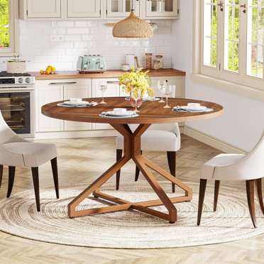 "Tribesigns Small 47"" Round Farmhouse Dining Table, Wood Kitchen Room ...