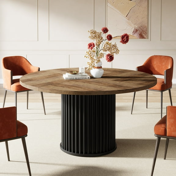47" Round Dining Table for 4-6 People, Dining Room Table with Sturdy ...