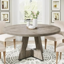 Tribesigns Farmhouse Dining Table for 4 People, 47" Round Wood Dining ...