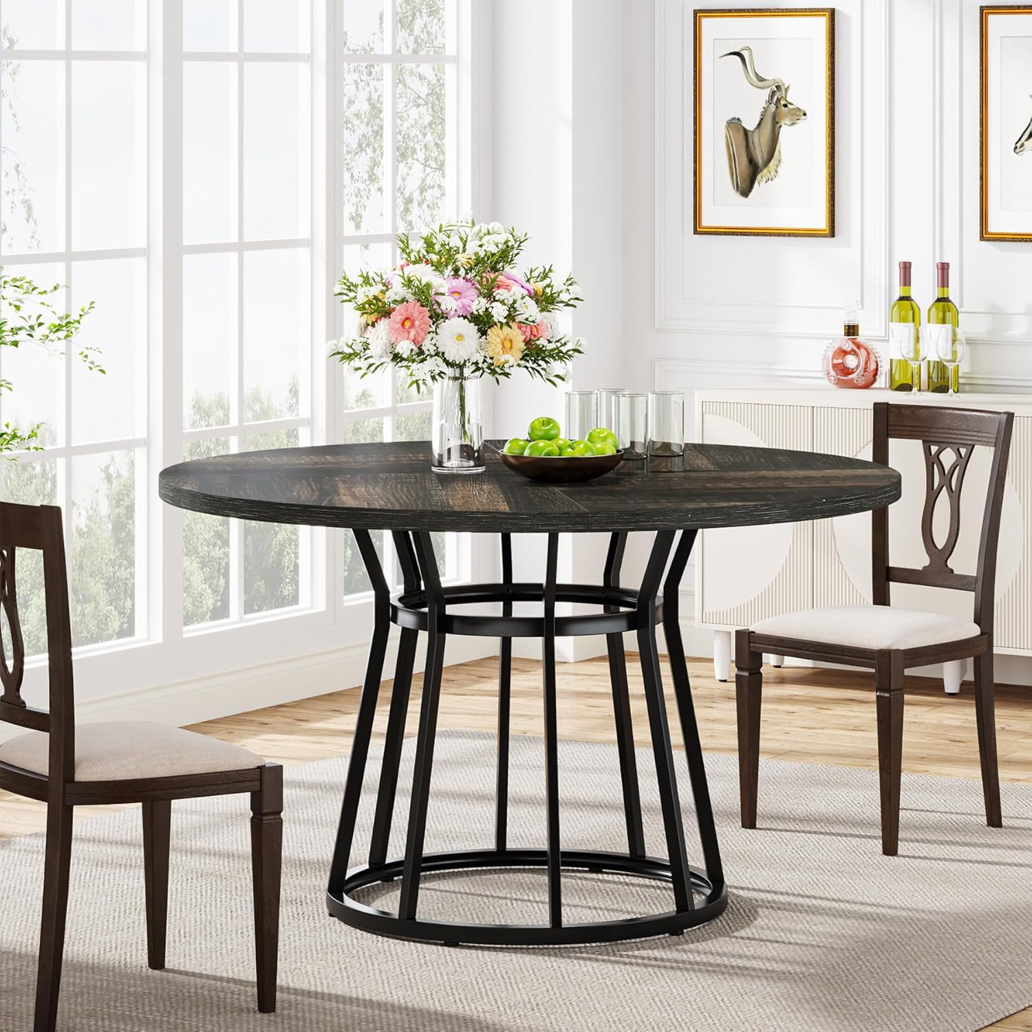 Tribesigns Round Dining Table for 4 People, 47 Inch Kitchen Table with ...