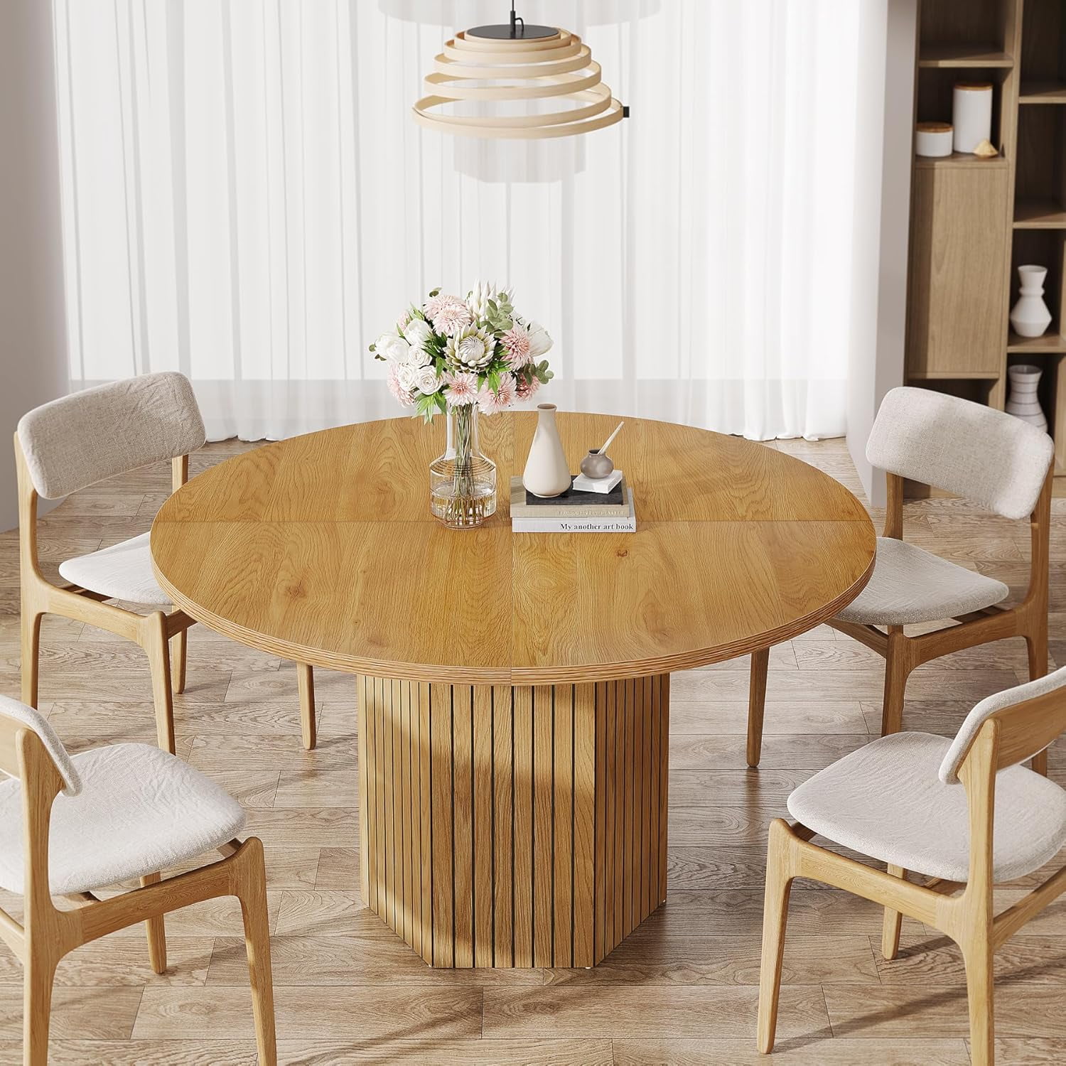 Tribesigns Round Dining Table for 4 People, 47 inch Kitchen Table with ...