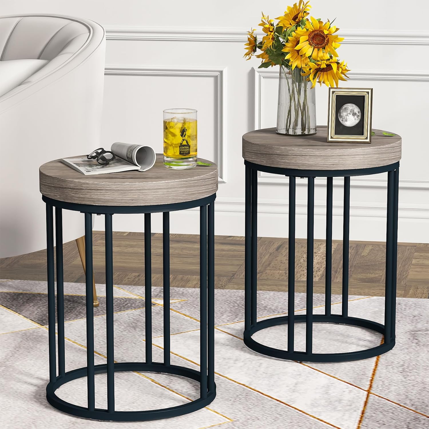 Tribesigns Round End Table, Farmhouse Side Table, Small Accent Table ...
