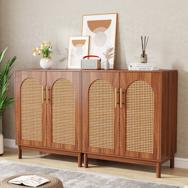 Tribesigns Set of 2 Rattan Sideboard Buffet Cabinet with Storage, 59 ...