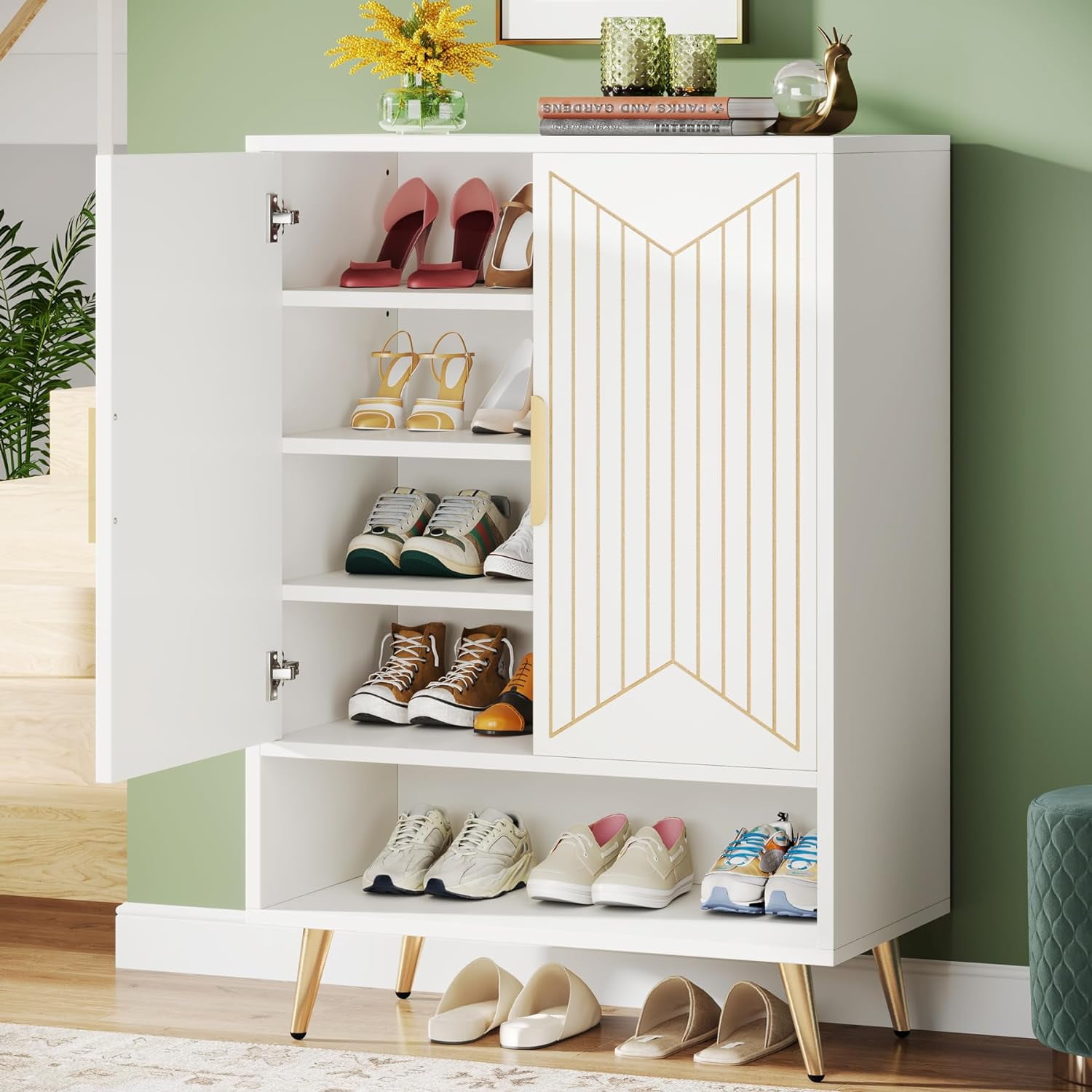 Tribesigns Shoe Cabinet with Doors, 25 Pairs Shoe Storage Cabinet with ...