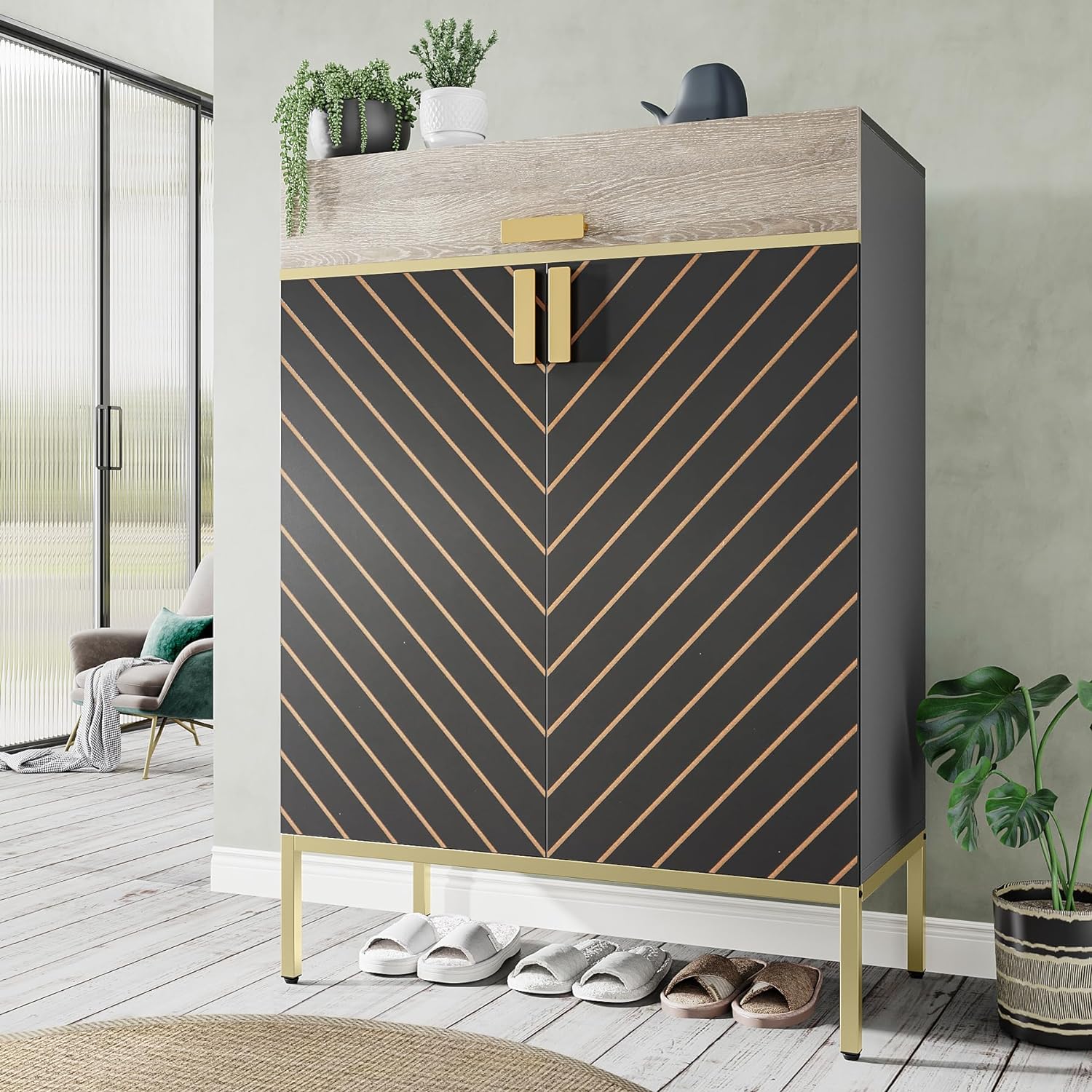 Tribesigns Shoe Cabinet with Drawers, 4-Tier Shoe Organizer with ...