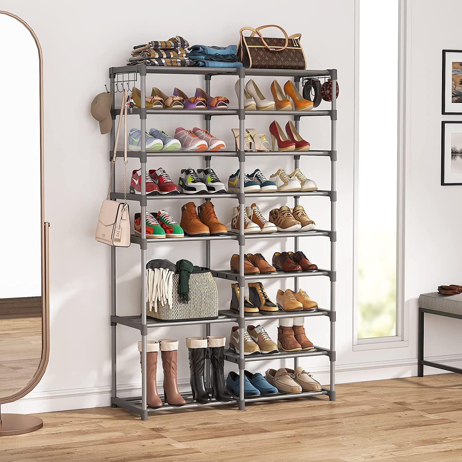 Tribesigns Shoe Rack Organizer, 32-40 Pairs Shoe Storage Shelf, 9 Tiers ...