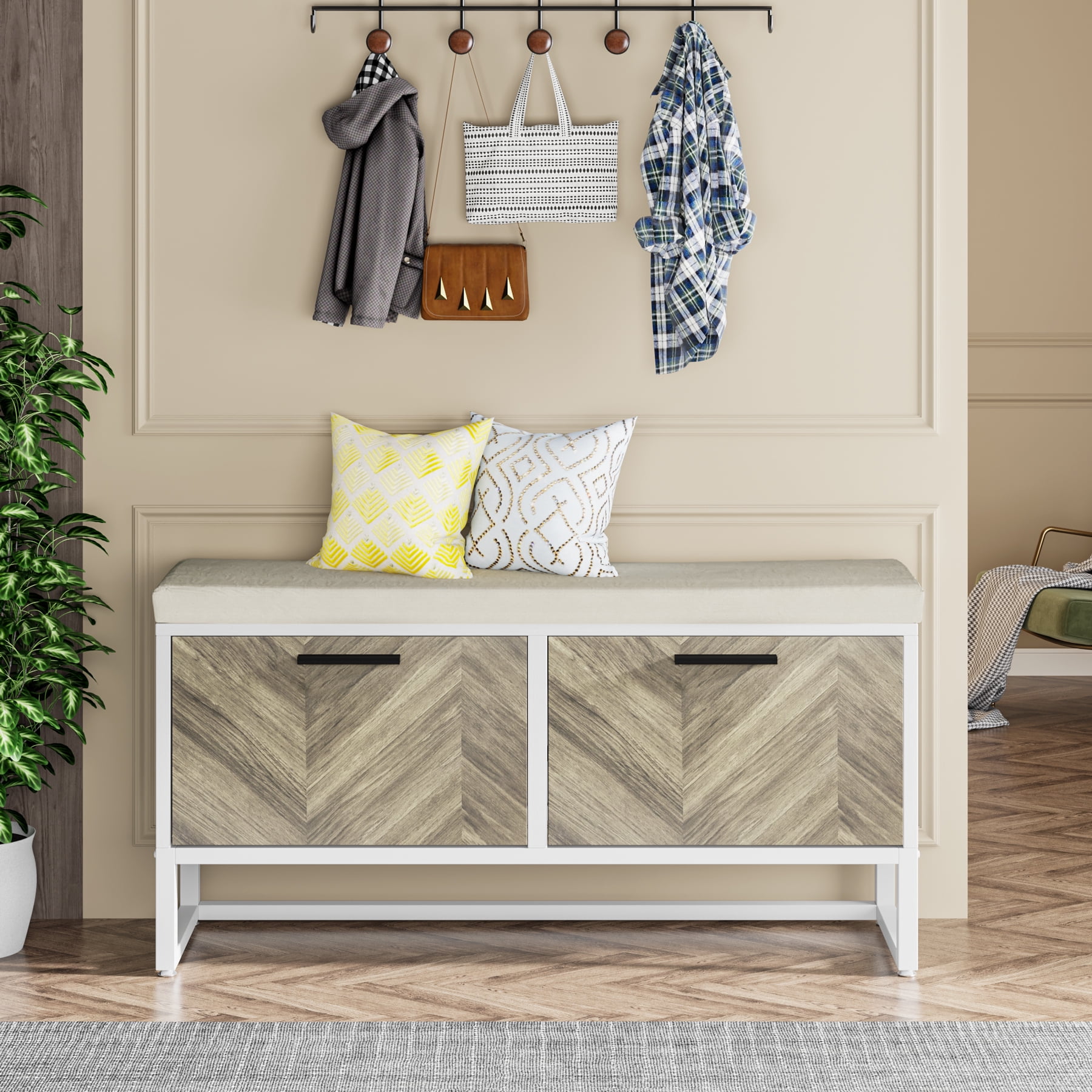 Tribesigns Modern Entryway Shoe Storage Bench, 2-in-1 Furniture with ...