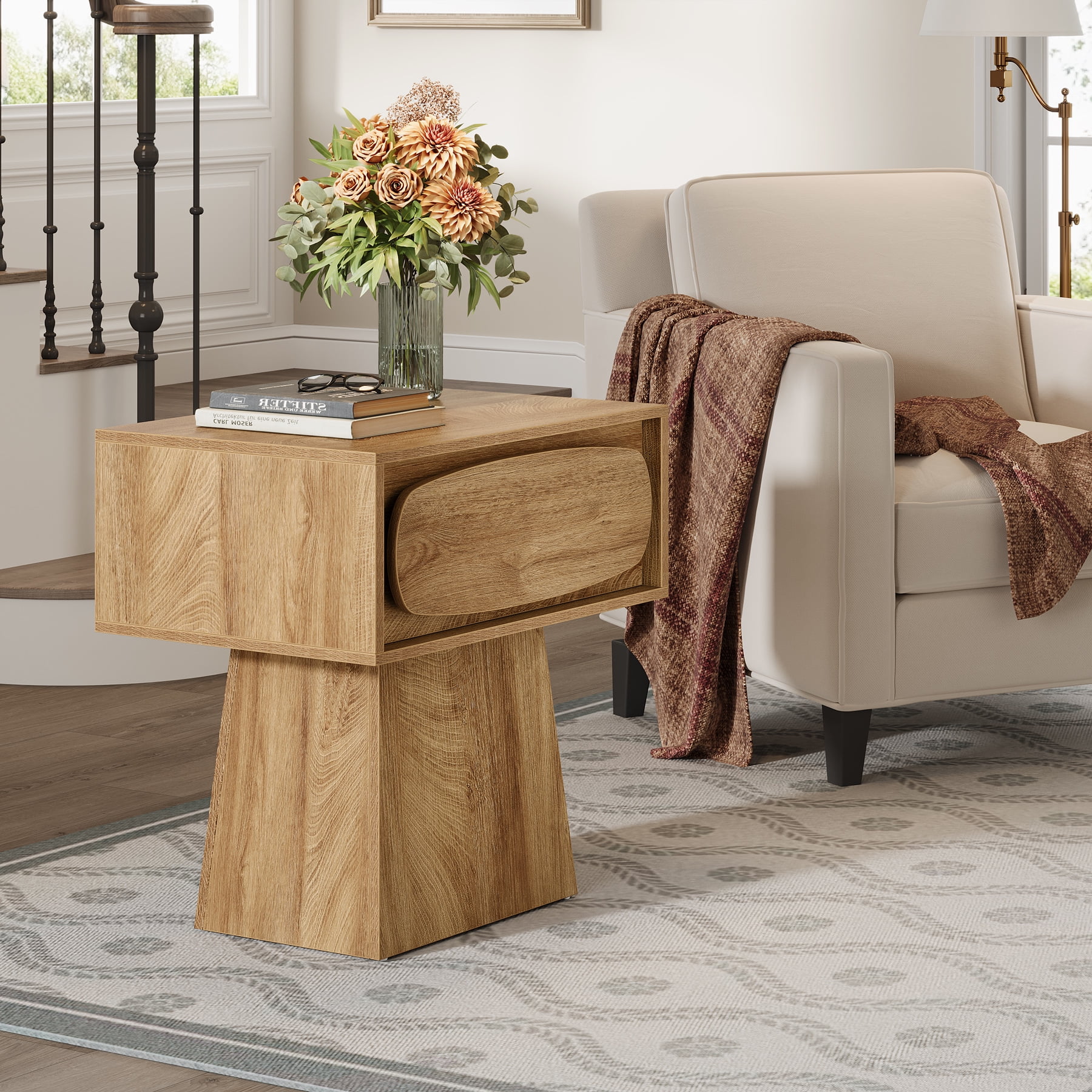 Tribesigns Side End Table with Storage Drawer for Living Room, Bedroom ...