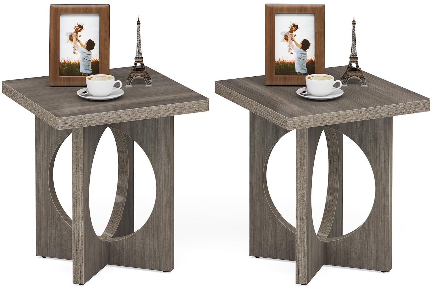 Tribesigns Side Table Set of 2, Square End Table with X-Shaped Base and ...