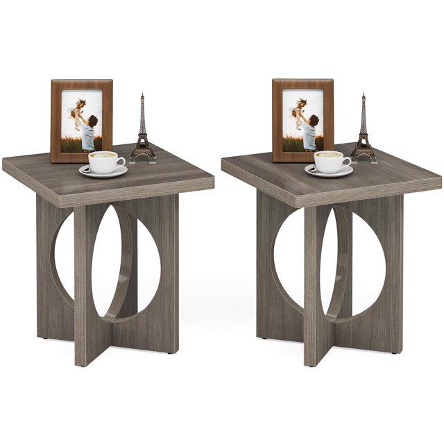 Tribesigns Side Table Set of 2, Square End Table with X-Shaped Base and ...