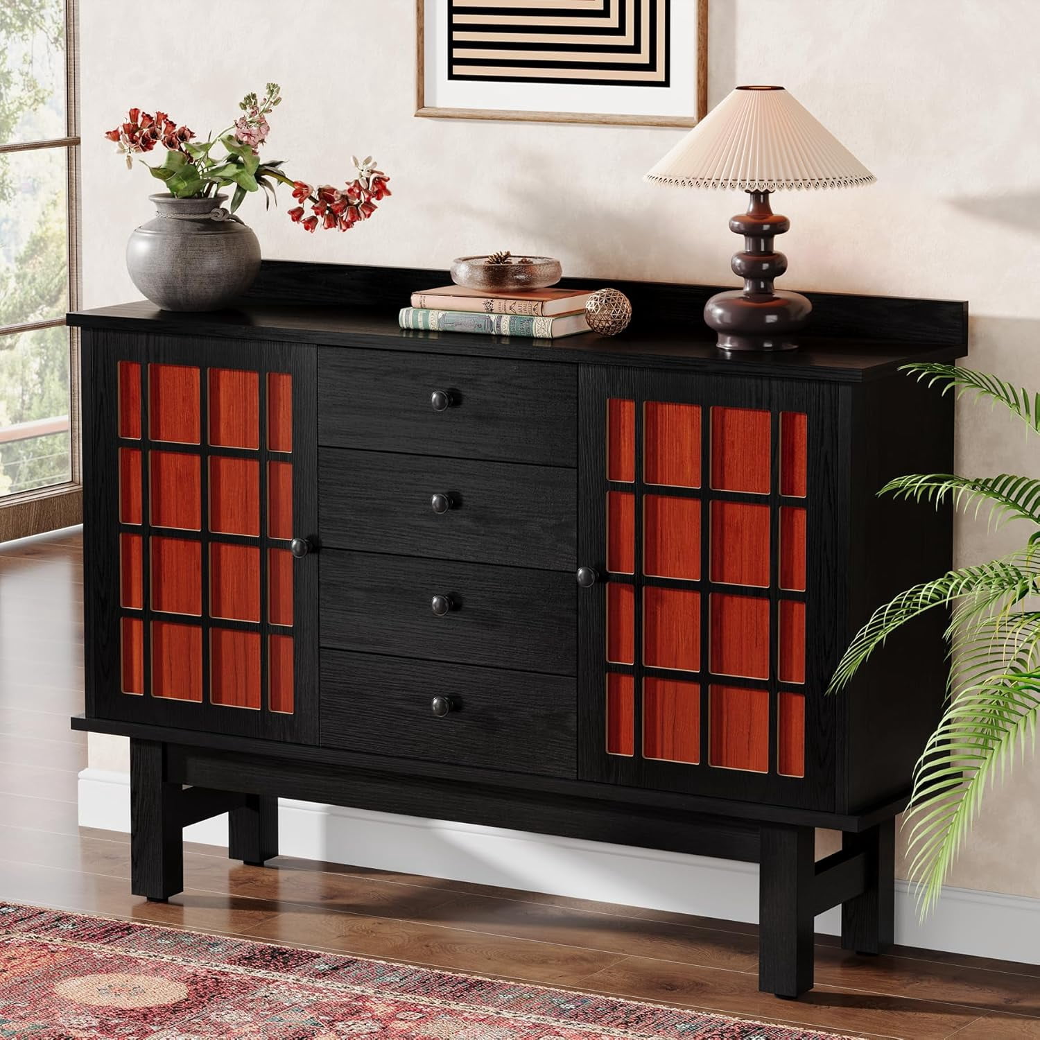 Tribesigns Sideboard Buffet Cabinet with Storage, 50" Black Kitchen ...