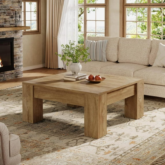Tribesigns Square Coffee Table, 39-Inch Farmhouse Wooden Coffee Table ...