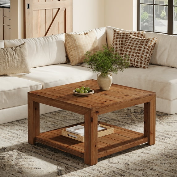 Tribesigns Square Coffee Table with Storage & Fluted Panel, 31.5-inch ...
