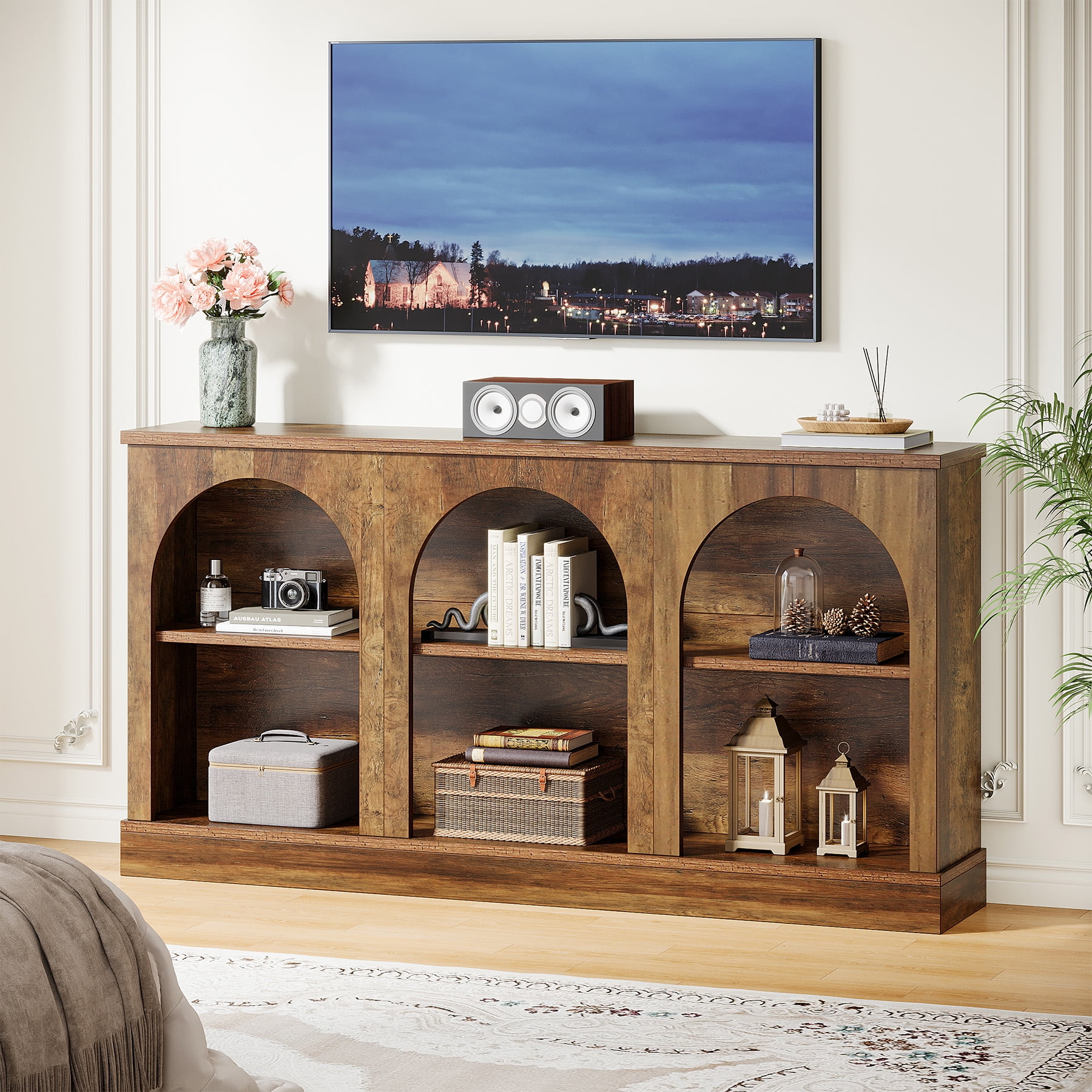 Tribesigns Farmhouse TV Stand for 55/60/65 Inch TVs, Entertainment ...
