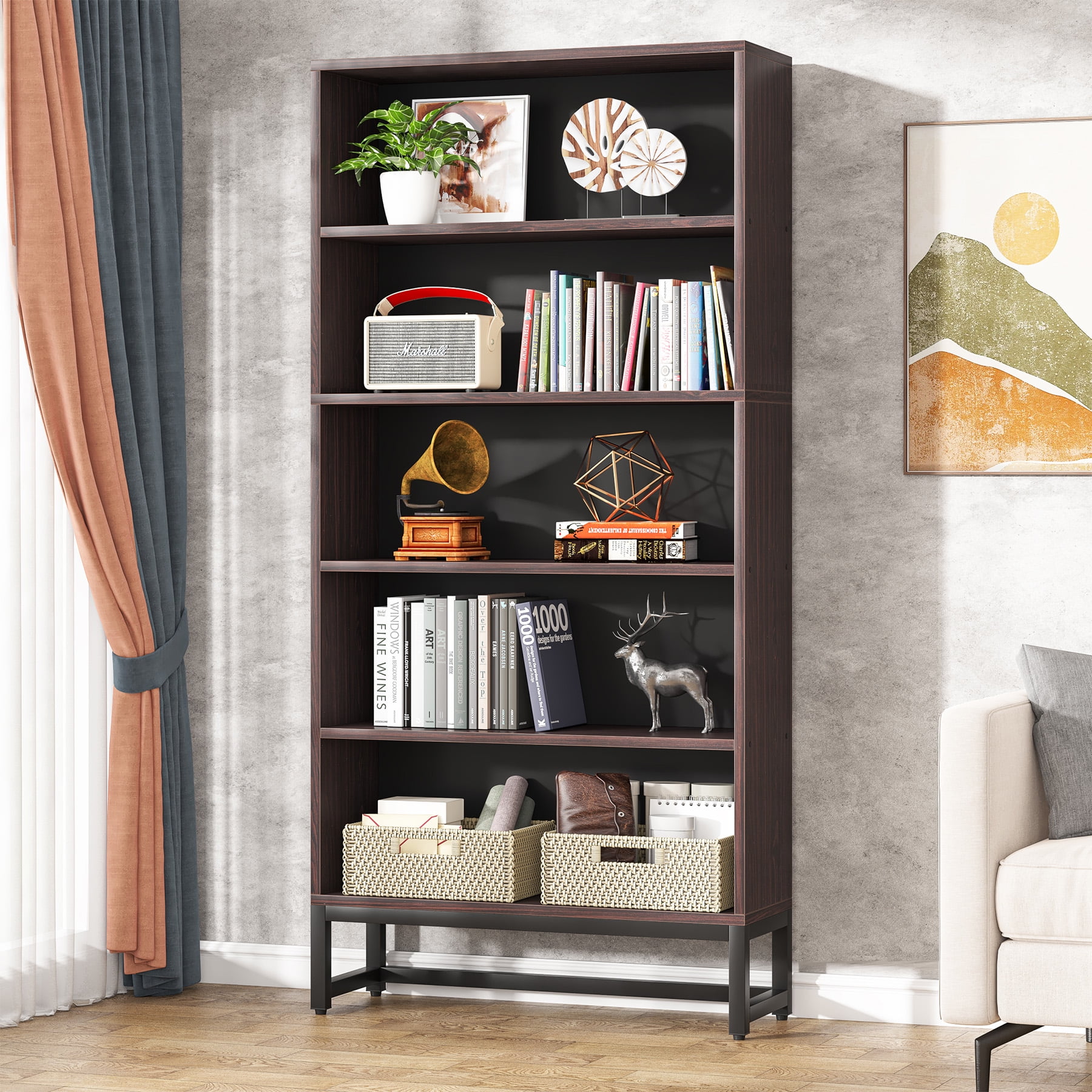 Tribesigns Tall Bookcase and Bookshelf, 70.8" Large Bookcases Organizer ...