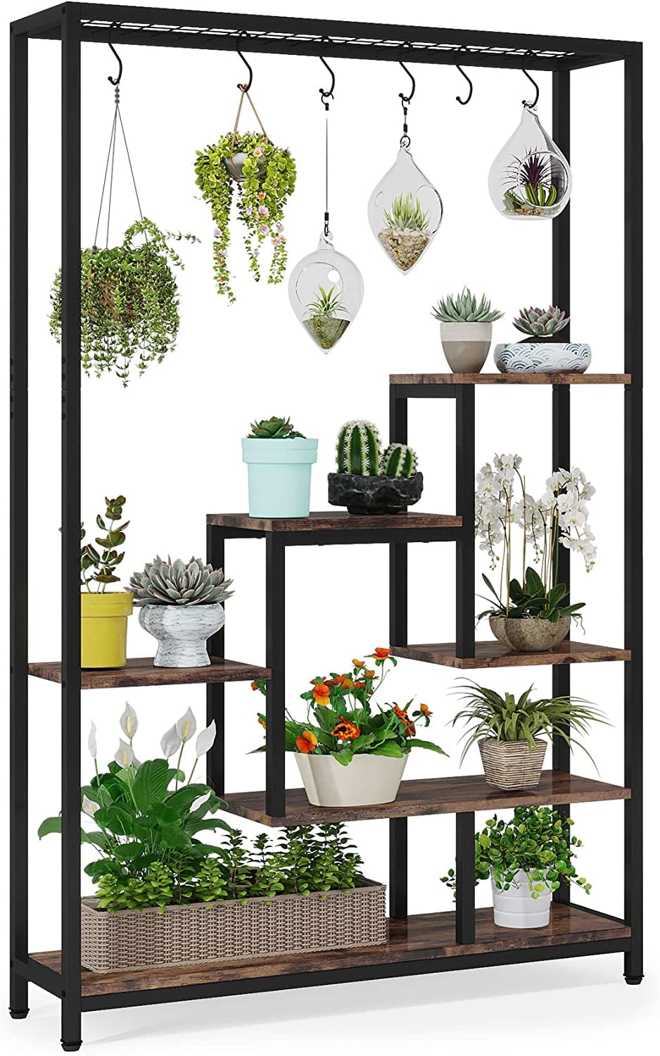 Tribesigns 70.9in Tall Indoor/Outdoor Plant Stand, Large Metal Shelf ...