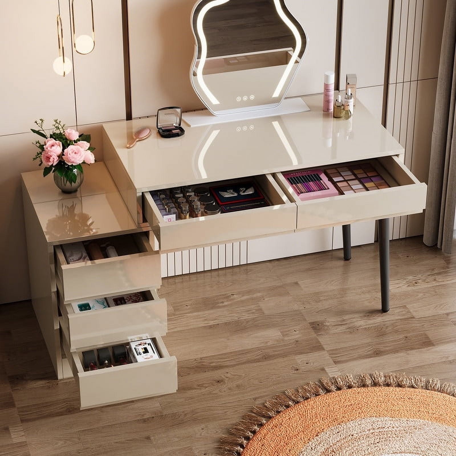 Tribesigns Vanity Desk with 5 Drawers, Modern Table with Storage ...