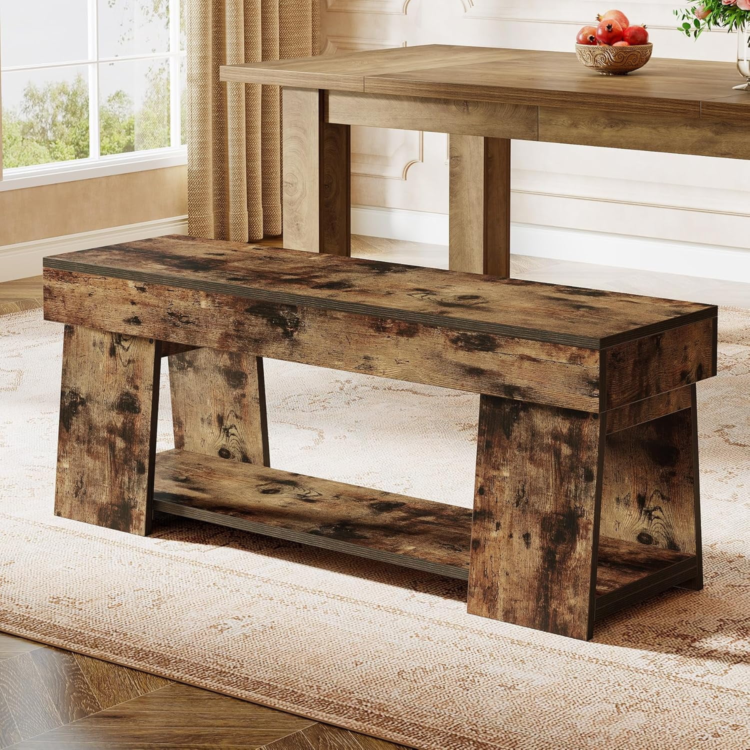 Tribesigns Wood Dining Bench, 41" Long Kitchen Bench with Storage Shelf ...