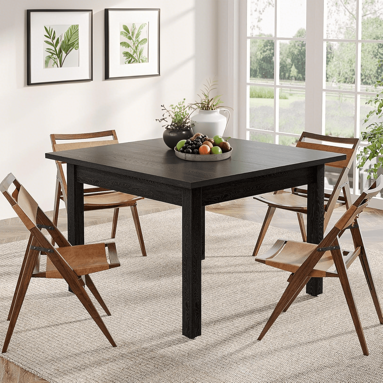Tribesigns Wood Dining Table Farmhouse Table, 4-Person Square Dinner ...