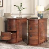 Tribesigns 2-Pack Wood End Tables, Solid Narrow 2-Drawer Side Tables ...