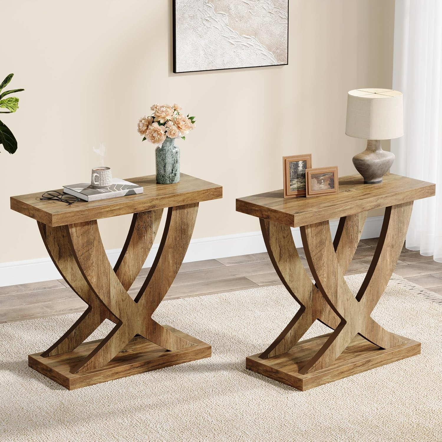Tribesigns Wood Side Table for Living Room, Farmhouse End Table with ...
