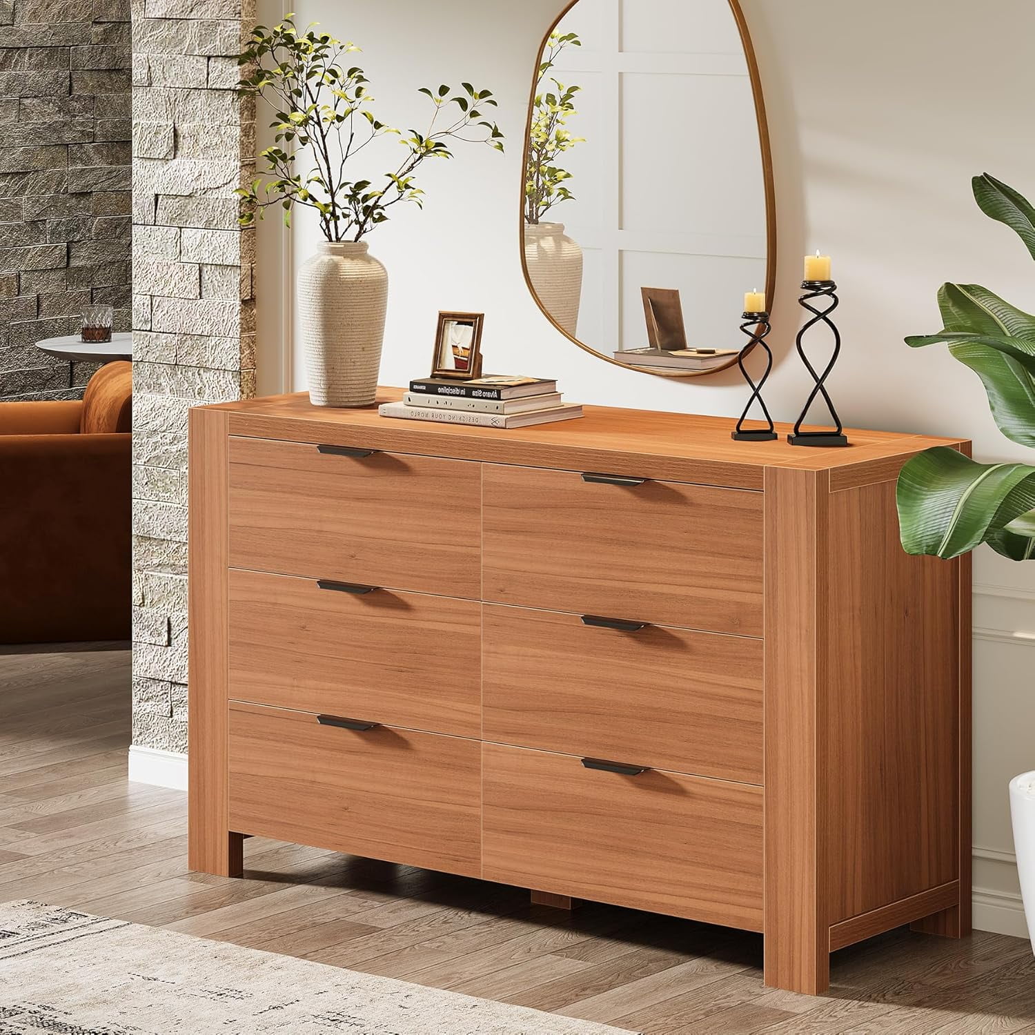 Tribesigns Wooden Drawer Organizer Cabinet Unit, Double Wide Storage ...