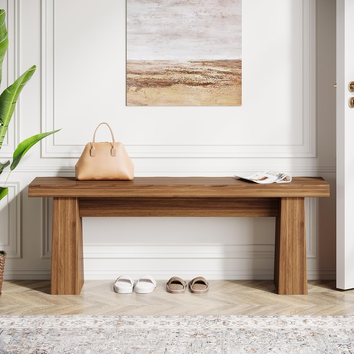 Tribesigns Wooden Entryway Bench, 47-Inch Wood Dining Table Bench Long ...