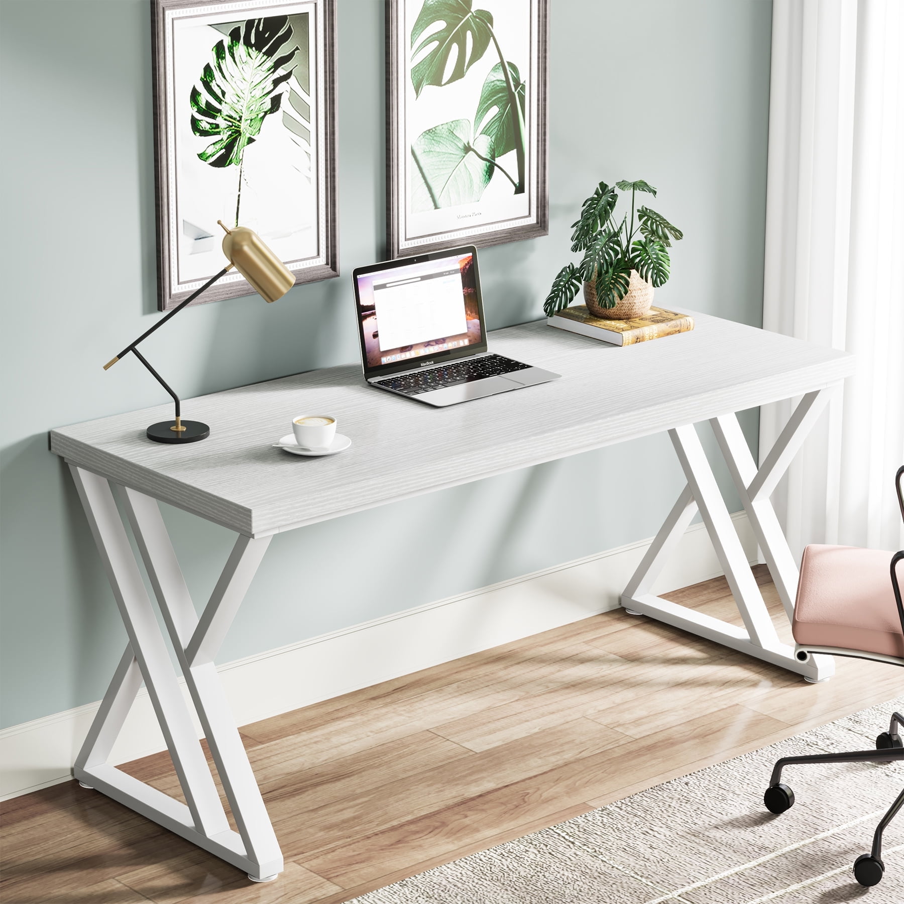 Tribesigns Writing Computer Desk, 55-Inch Modern Simple Study Desk with ...