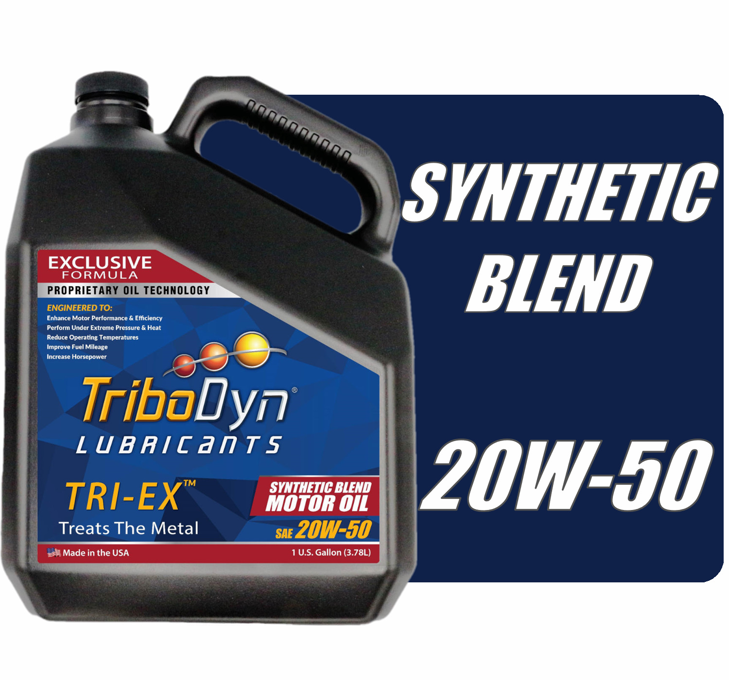 TriboDyn TRI-EX Synthetic Blend SAE 20W50 Engine Oil - Gallon Bottle ...