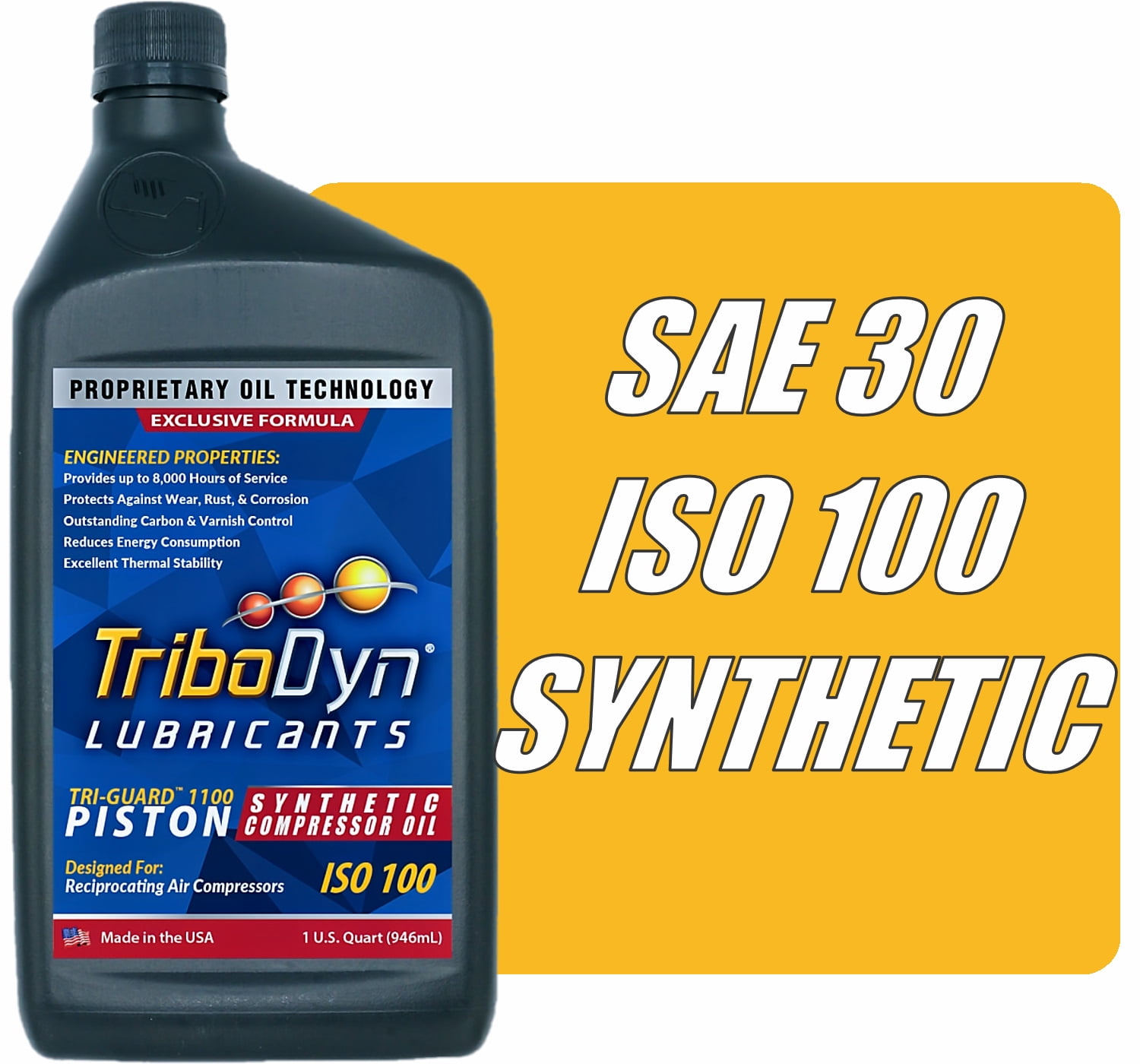 TriboDyn Tri-Guard 1100 SAE 30 ISO 100 Piston Synthetic Compressor Oil ...